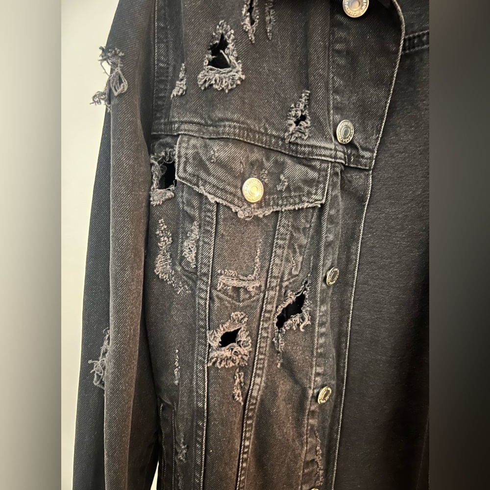 Zara Black Distressed Denim Jacket - Gem